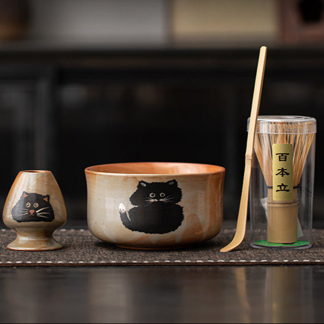 Shino Cat Matcha Set 4 Pieces – WOW Matcha!